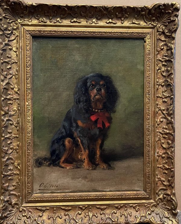 Seated Spaniel with a Red Bow - THE DOG IN ART